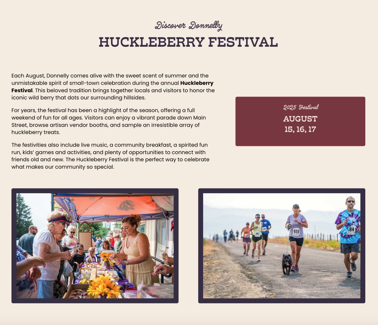 Annual Huckleberry Festival in Donnelly - Cascade Chamber of Commerce